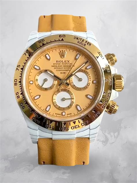 Rolex Cosmograph Daytona Diw 40mm Gold Dial Carbon Fiber Custom Edition