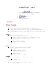 Biomechanics Exam 2 Pdf Biomechanics Exam 2 Exam 2 Material Linear Kinetics Force Friction