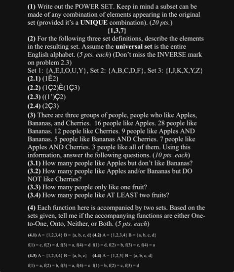 solved 1 write out the power set keep in mind a subset
