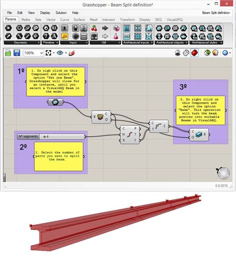 Split A Beam In Different Parts Visualarq
