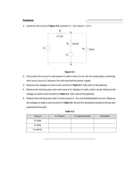 solved 1 construct the circuit of figure 4 3 assume v1 10