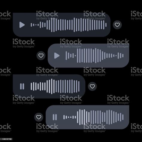 소셜 미디어용 음파로 음성 메시지 아이콘을 설정합니다 음성 대화를 작성하기 위한 Sms 템플릿 거품 어두운 인터페이스 디자인