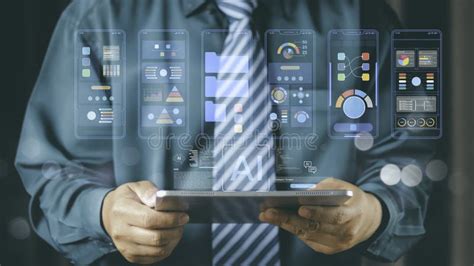 Businessman Using Digital Tablet With Futuristic Ai Data Analytics Dashboard Financial Charts