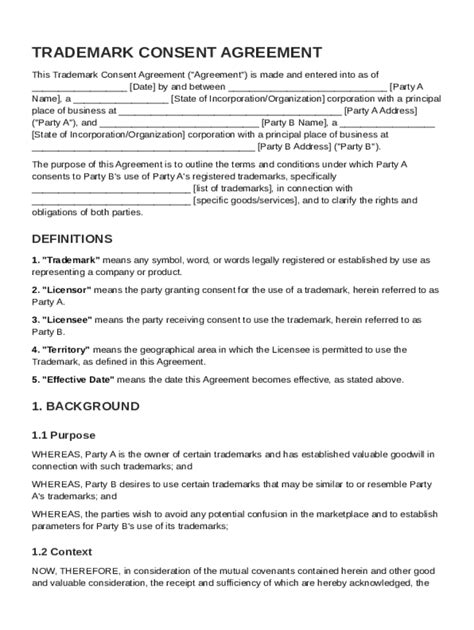 Trademark Consent Agreement Template Fill Out And Sign Online Dochub