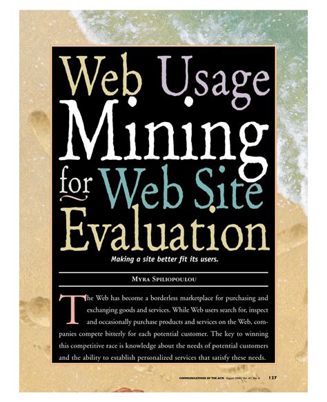 Pdf Web Usage Mining For Web Site Evaluation