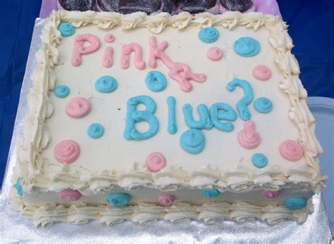 Simple Gender Reveal Cake With Blue Buttercream Filling