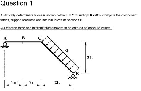 solved question 1a statically determinate frame is shown