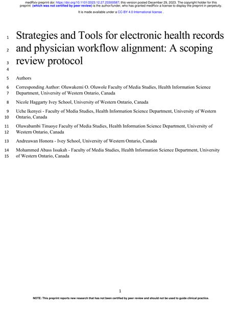 Pdf Strategies And Tools For Electronic Health Records And Physician Workflow Alignment A