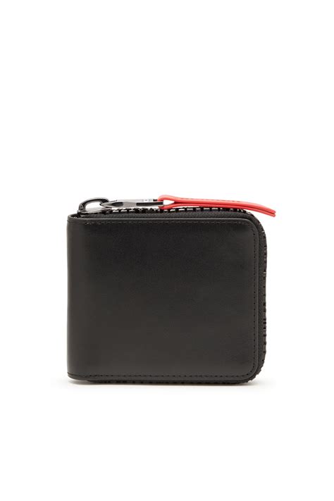 Zip D Bi Fold Coin Zip Xs Leather Zip Wallet With Logo Zip｜ブラック｜メンズ｜diesel
