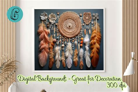 Boho Feathers Macrame Background 03 Graphic By Glamour · Creative Fabrica