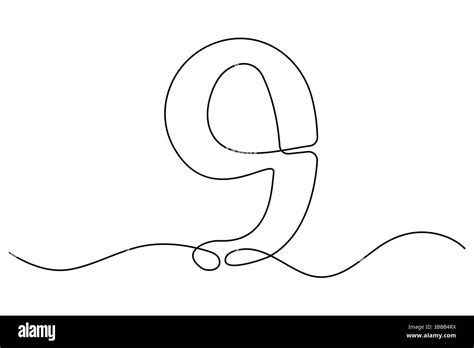 Number Nine Continuous One Line Drawing Of Number 9 Editable One Line Drawing Of Number 9 Icon
