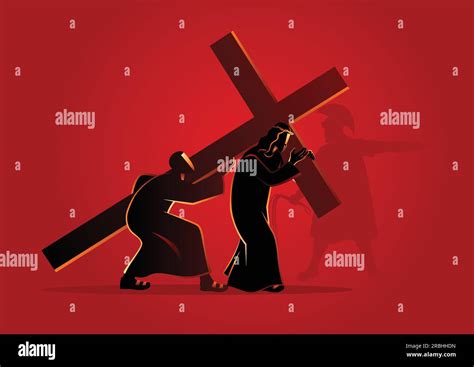 Biblical Vector Illustration Series Way Of The Cross Or Stations Of