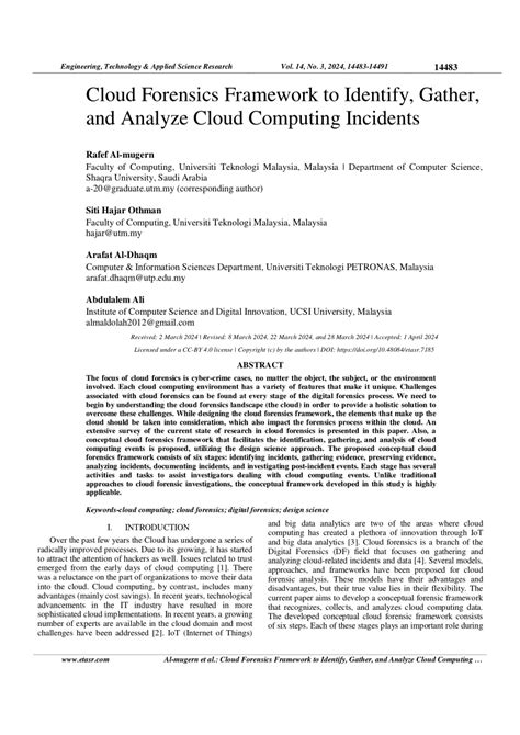 PDF A Cloud Forensics Framework To Identify Gather And Analyze Cloud Computing Incidents