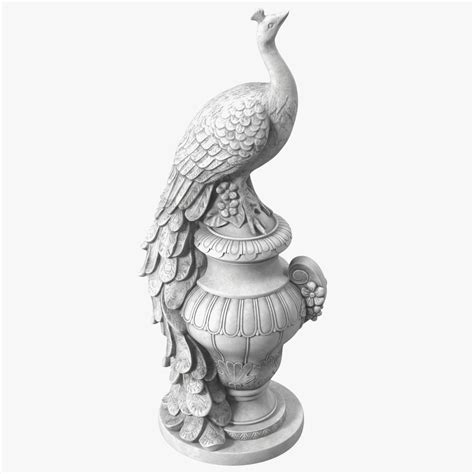 Fantasy Painted Peacock Statue 3d Model 59 3ds Blend C4d Fbx
