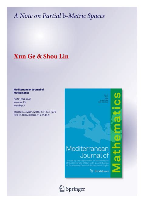 Pdf A Note On Partial B Metric Spaces