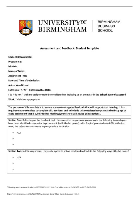 Assignment Cover Sheet Davin Gajanananv2 University Of Birmingham Business 24273 Scholarfriends