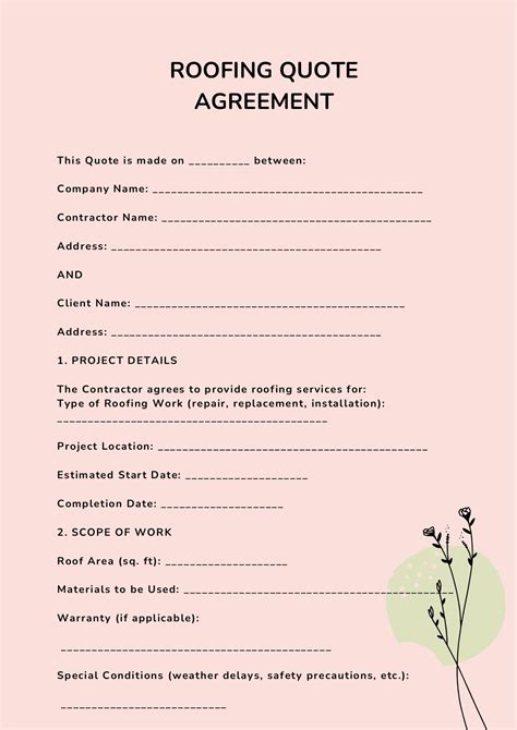 Roofing Quote Agreement Formester