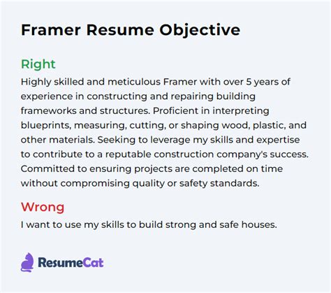 Top 17 Framer Resume Objective Examples Resumecat