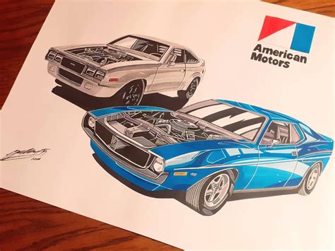 Amc Javelin And Amx Drawing R Musclecar