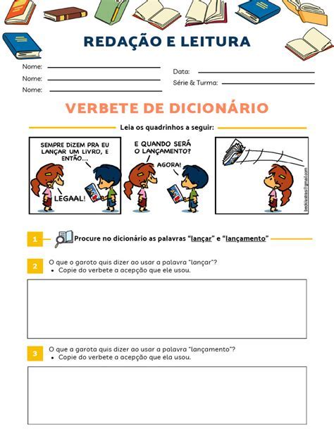 Atividade Sobre Verbete 5 Ano