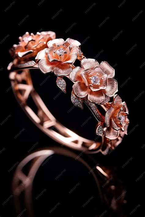 Premium Photo Luxury Rose Gold Jewelry Black Background