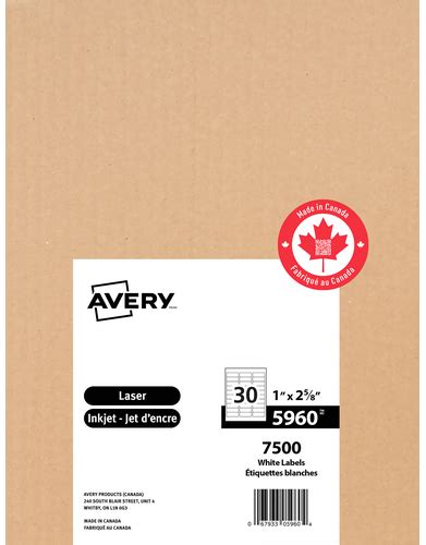 White 1 X 2 625 Rectangle Waterproof Labels Avery 35520