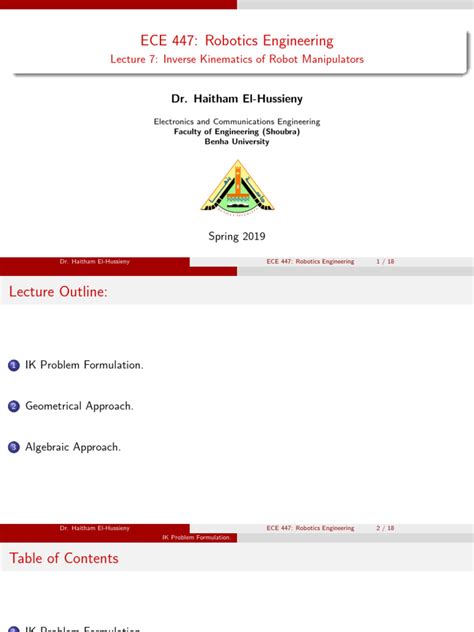 Lecture7 Inversekinematics Pdf Kinematics Mathematical Objects