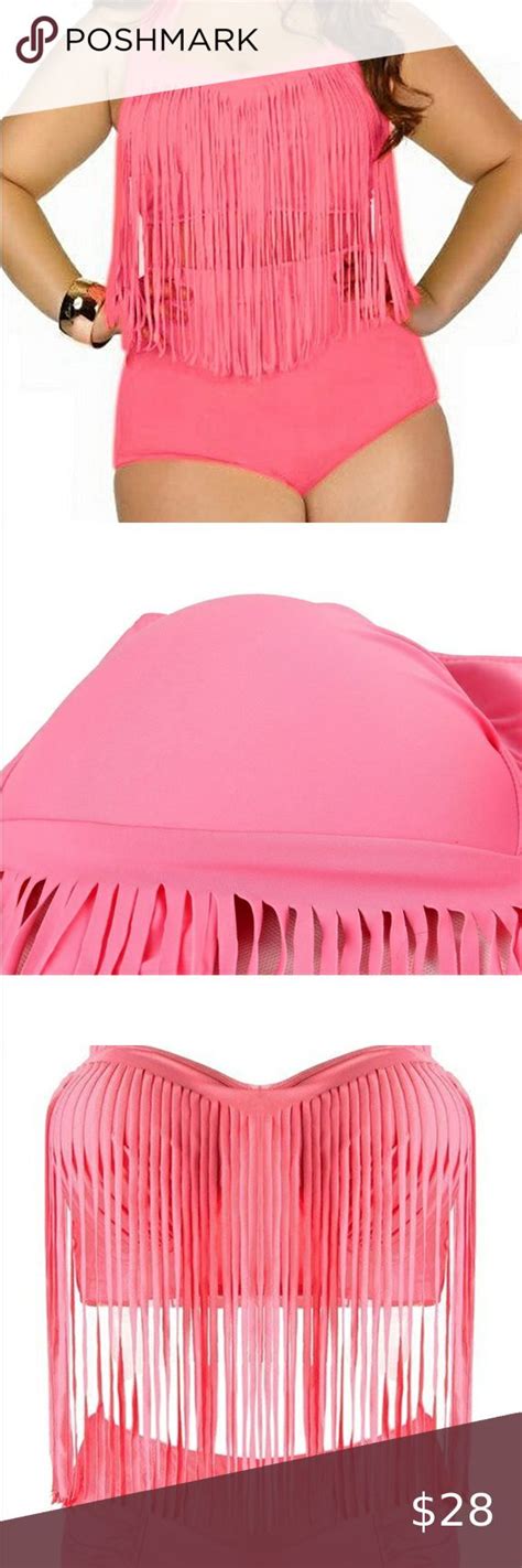 Hot Pink Fringe Tankini Plus Size