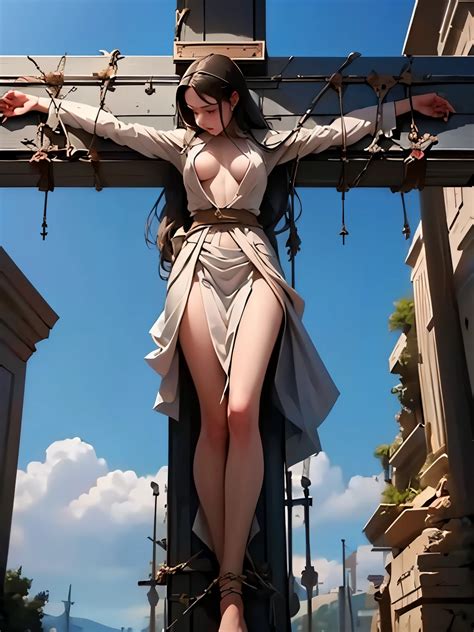 Arafed Woman On A Cross With A Sword And A Sword Seaart Ai