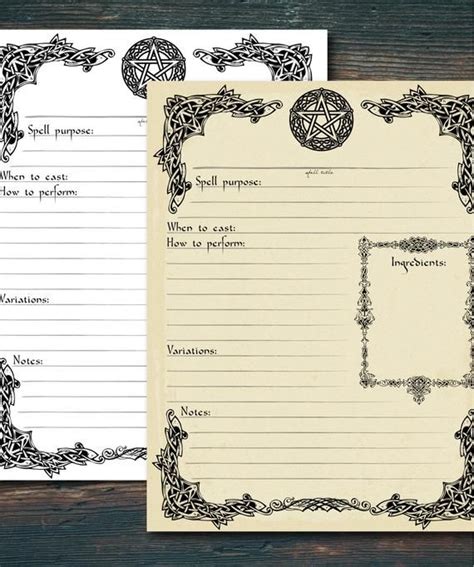 Printable Spell Template Book Of Shadows Page Digital Download Spell
