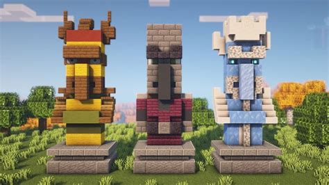 Minecraft How To Build 3 More Villager Statues Minecraft Statues