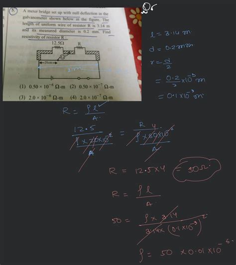 A Meter Bridge Set Up With Null Deflection In The Galvanometer Shown Belo