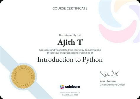 Ajith T On Linkedin Sololearn Certification Professionaldevelopment Python