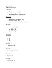 Algorithm Debugging Answers Algorithm Answers Q Answer Prompt User To Enter Height