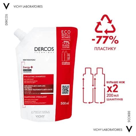 Тонізувальний шампунь для волосся Vichy Dercos Energy+ Stimulating ...