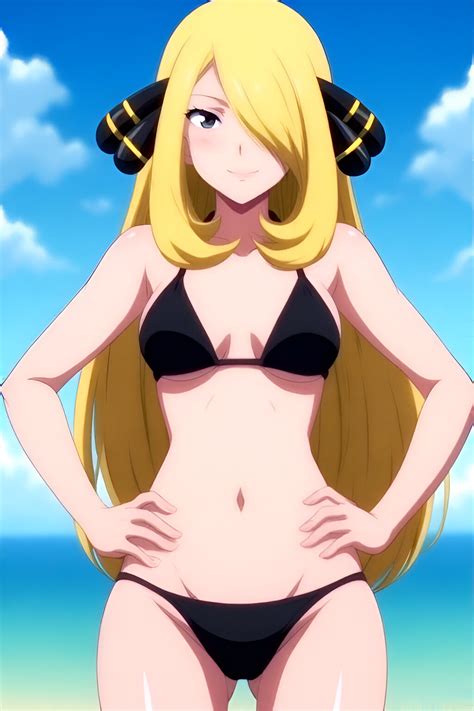 Rule 34 Ai Generated Anime Beach Black Bikini Cynthia Pokemon