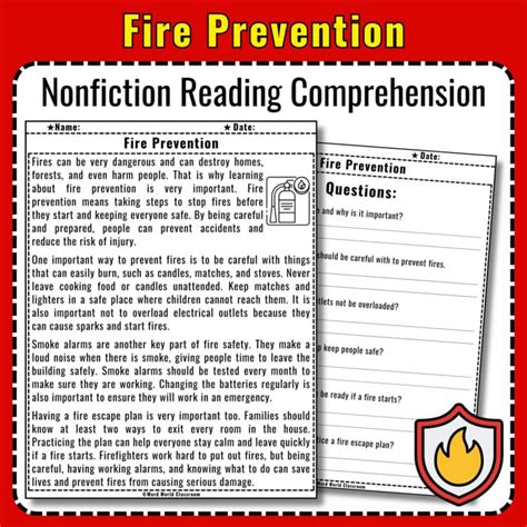 Fire Prevention Nonfiction Reading Comprehension Passage And Questions