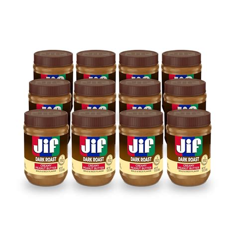 Jif Dark Roast Creamy Peanut Butter 15 Oz Jar Pack Of
