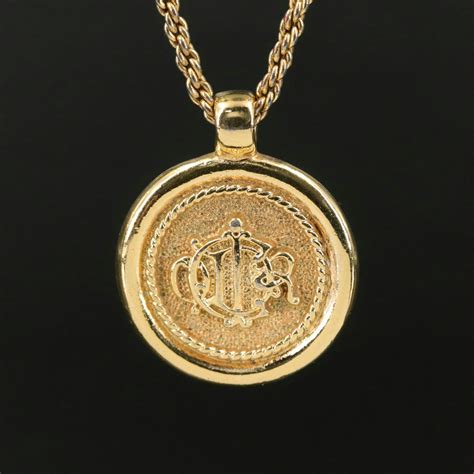 Christian Dior Monogram Logo Pendant Necklace Ebth