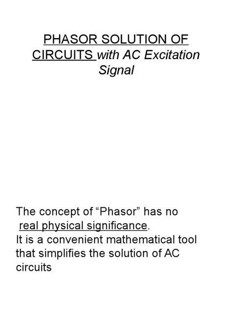 Phasor Solution For Ac Circuits Pdf Teaching Methods And Materials Art