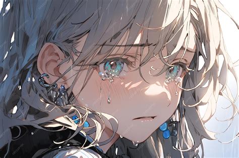 Premium Photo Closeup Portrait Of A Beautiful Sad Crying Anime Girl