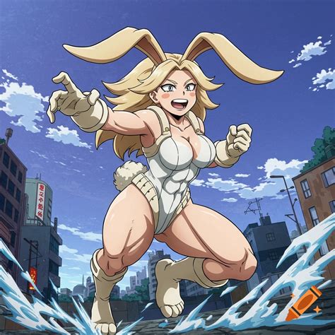 Anime Style Depiction Of Miriko From My Hero Academia Running In A City