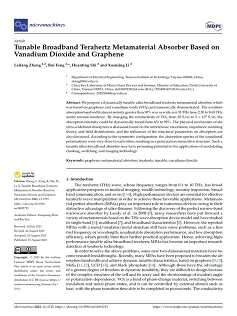 Tunablebroadbandterahertzmetamaterialabsorber Pdf Terahertz