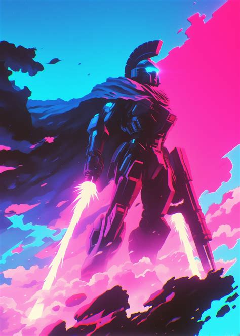 Neon Spartans 1 Poster Picture Metal Print Paint By Cyber Nomad