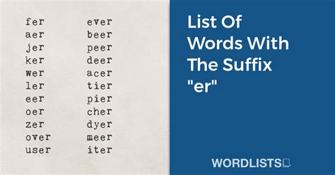 Suffix Words With Er