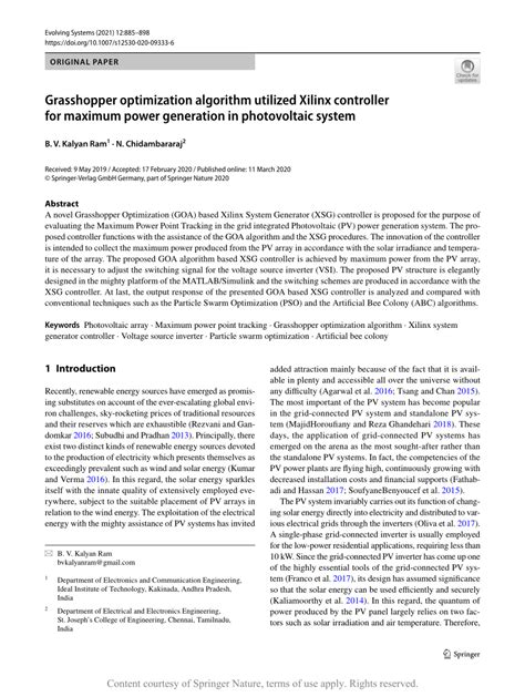 Grasshopper Optimization Algorithm Utilized Xilinx Controller For