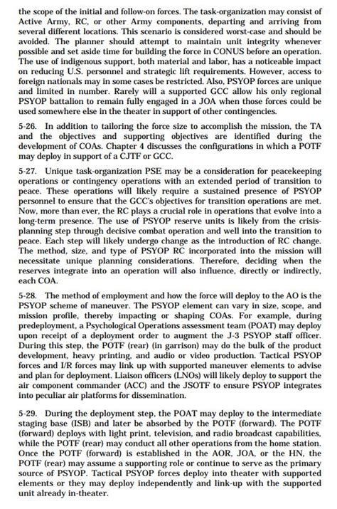 Department Of The Army Psychological Operations Chapter 5 Mission Planning And Targeting