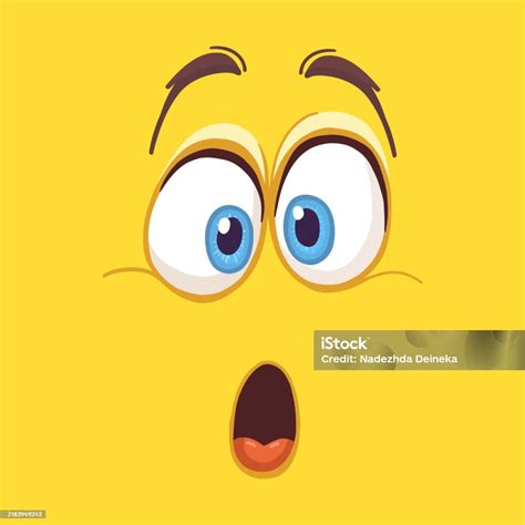 Emotions Cartoon Cartoon Face With Big Round Blue Eyes And Big