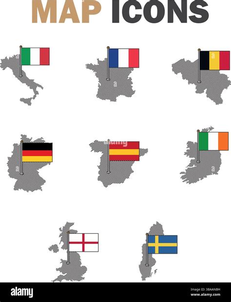 Set Of Maps With Flags Vector Illustration Stock Vector Image And Art