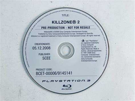 Sony Playstation 3 Killzone 2 Pre Poduction Game Disc Catawiki